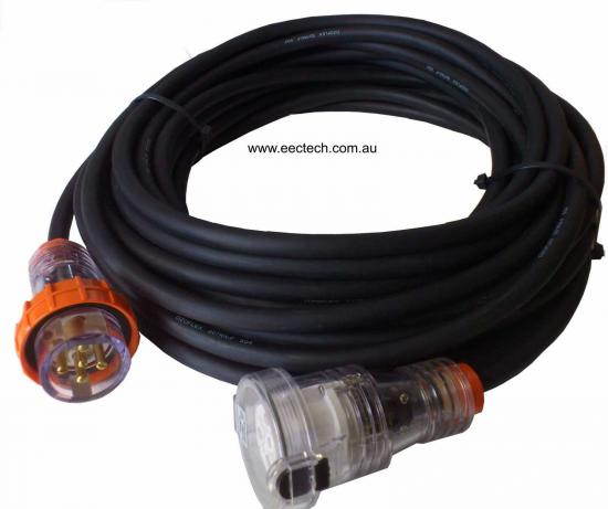 10 Amp 25m 5 Pin, 3 (Three) Phase 415V Industrial Extension Lead.