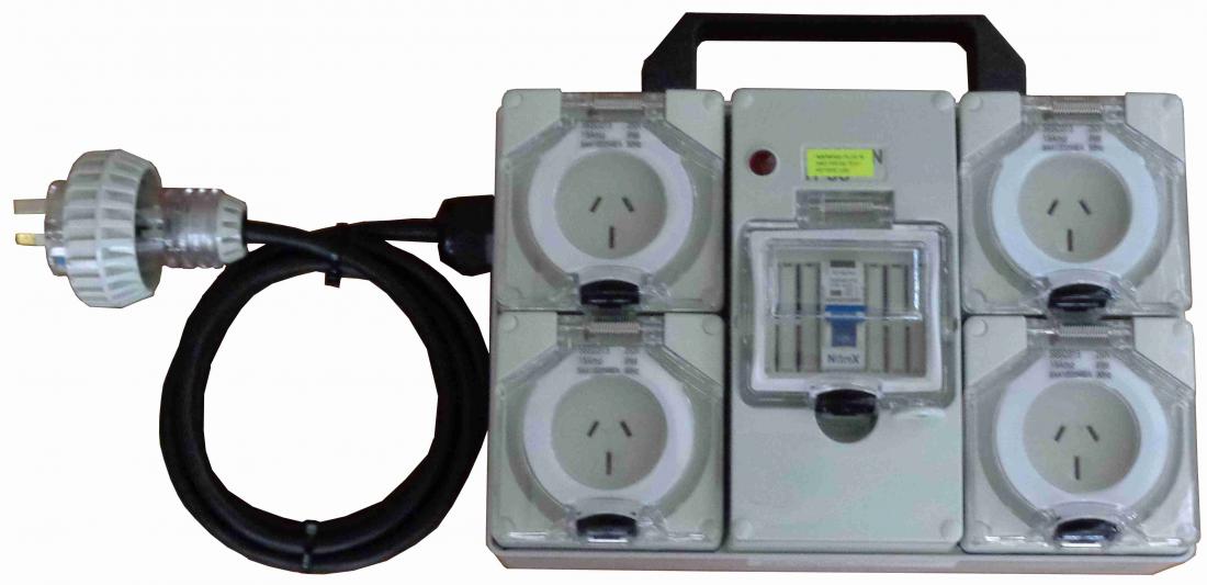 Industrial Power board-240V,10 Amp RCBO protected with 4 outlets.