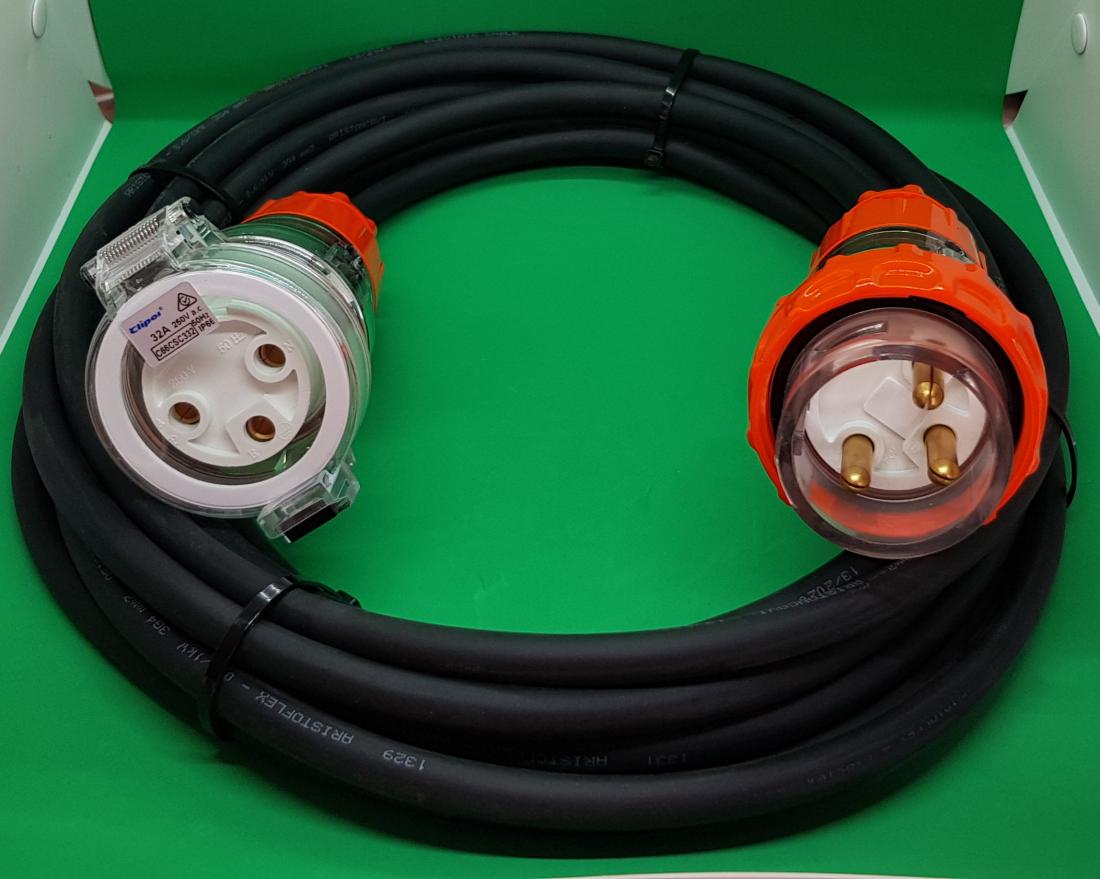32 Amp 50m Round Pin 240V HD Industrial Ext Lead. Cable: 6mm²